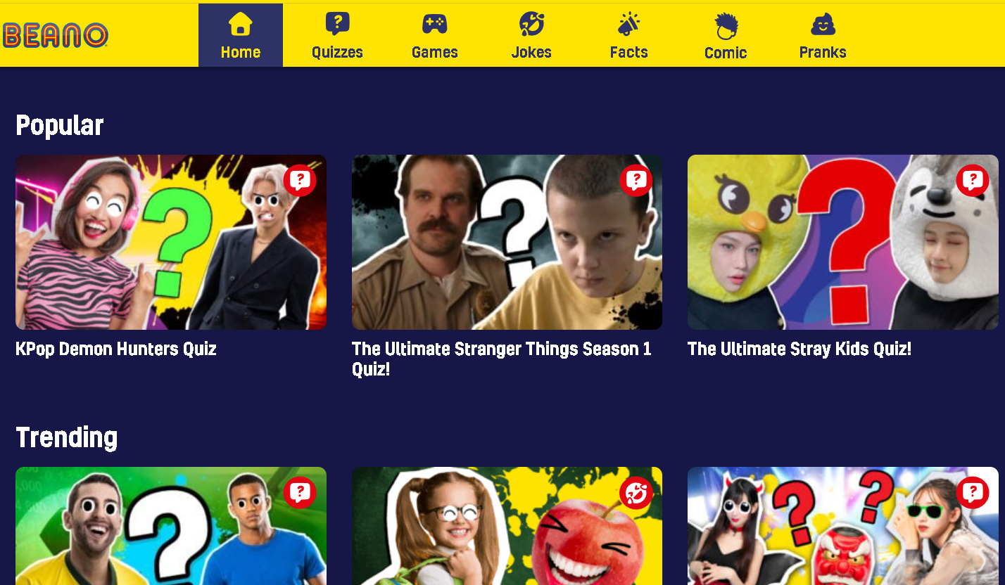 Beano Comics and Fun Activities for Children with Games and Quizzes