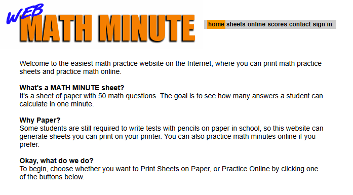 Web Math Minute